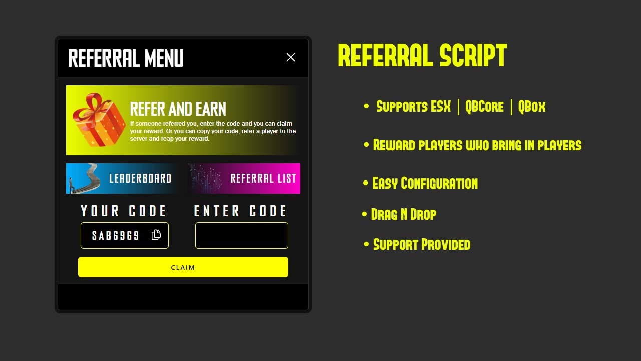 Referral Script | FiveM | GTA 5 | ESX | QBCore | QBX - YouTube