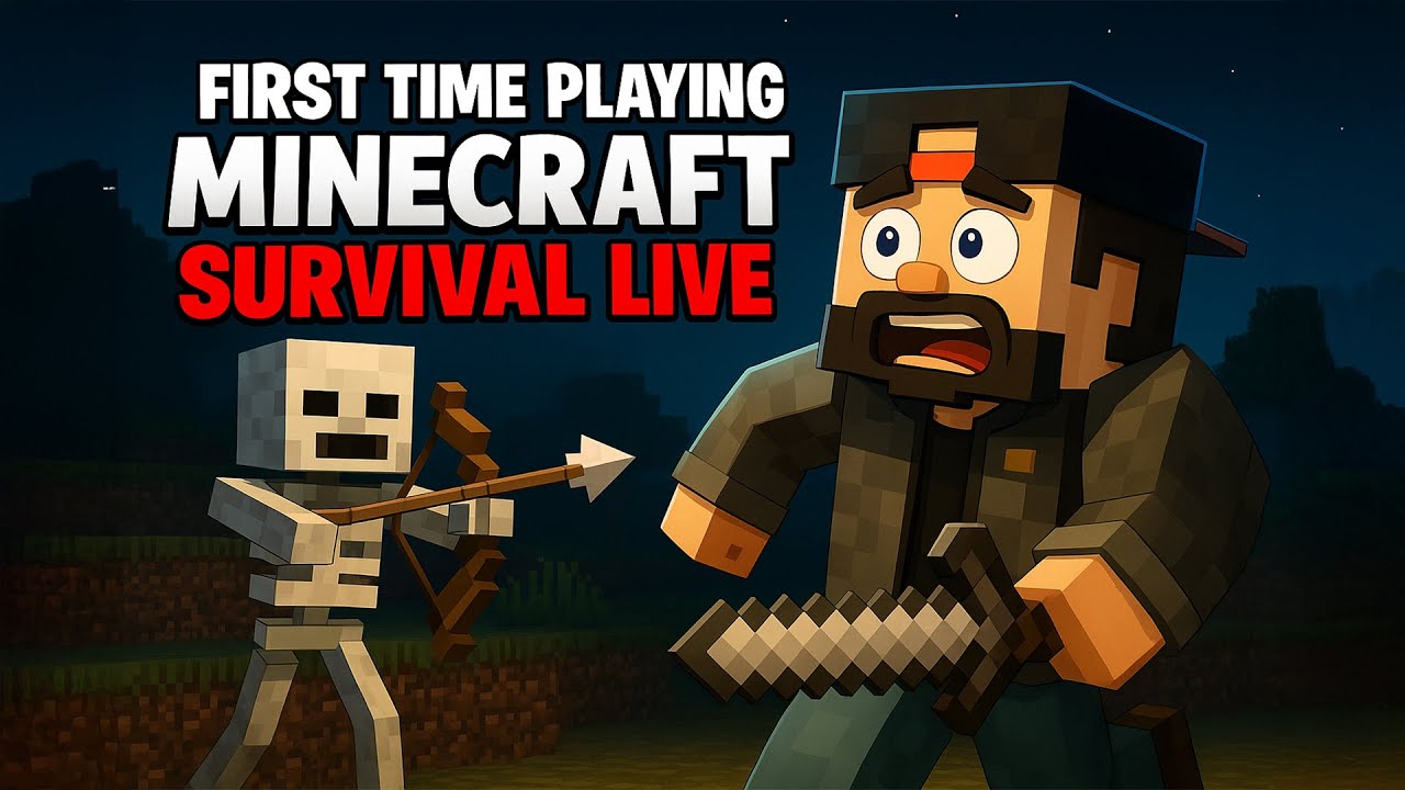 "FIRST TIME Playing Minecraft Survival 😱 | Can I Survive My First Night ...