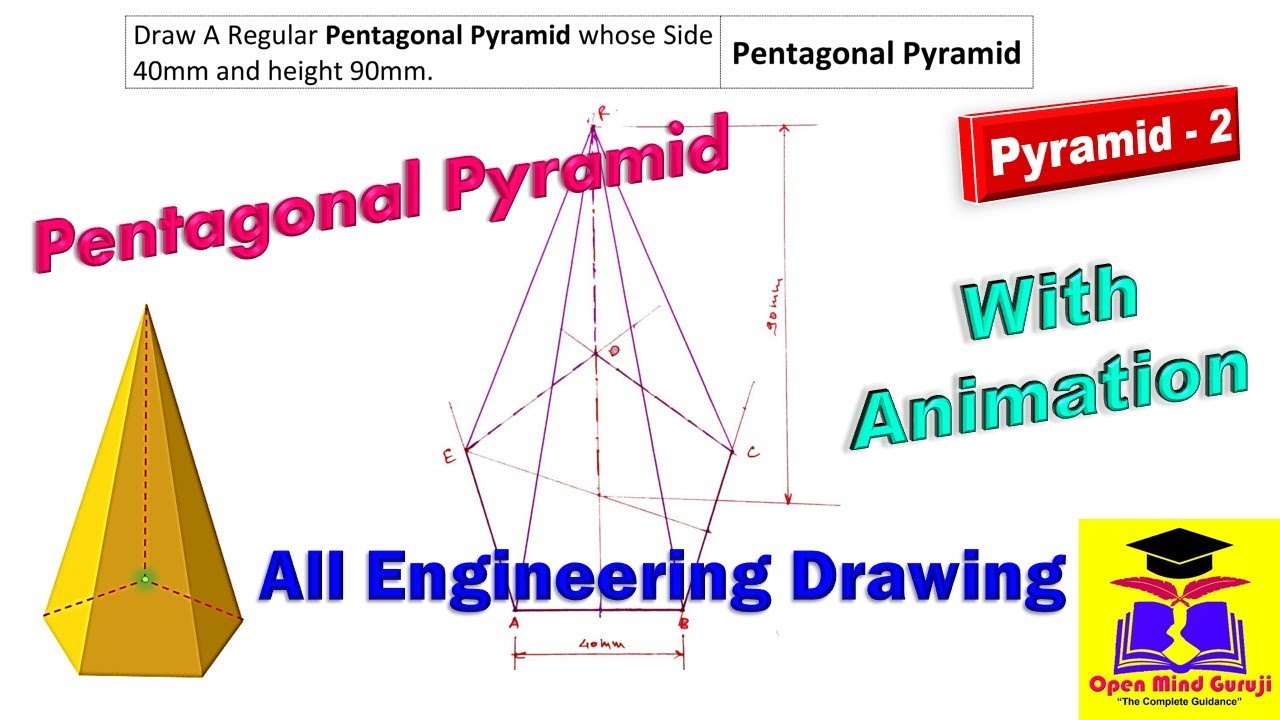How to Draw Pentagonal Pyramid. Engineering Drawing. Polygon ...