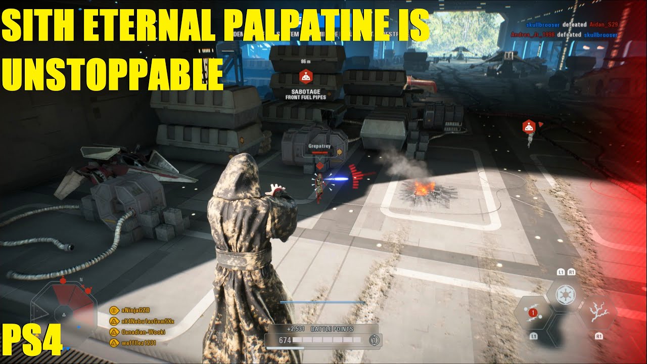 Star Wars Battlefront 2 - Sith Eternal Palpatine obliterates the enemy ...