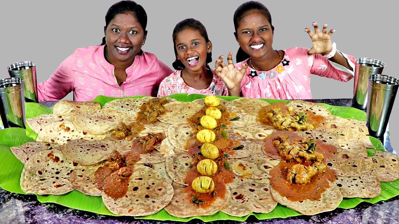 30 Chappathi with Mutton VS Chicken VS Egg Curry Eating Challenge In ...