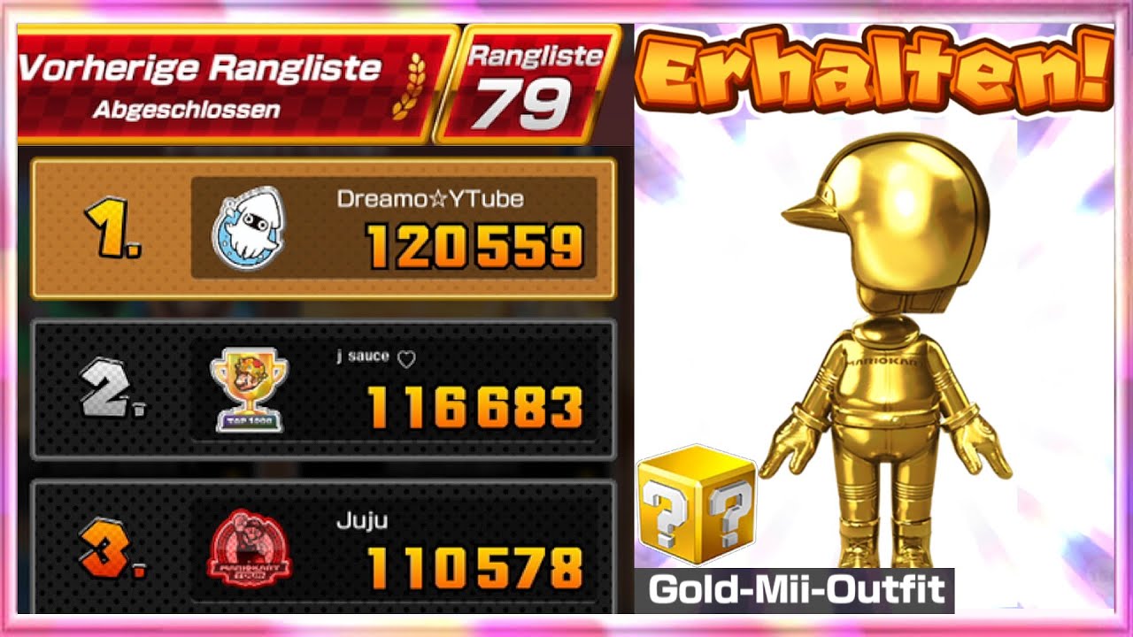 Mario Kart Tour - Gold-Mii-Outfit freigeschaltet! Dreamo Mii in Gold ...
