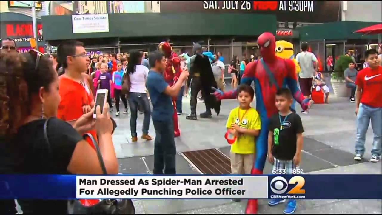 'Spider-Man' Accused Of Punching Police Officer In Times Square - YouTube