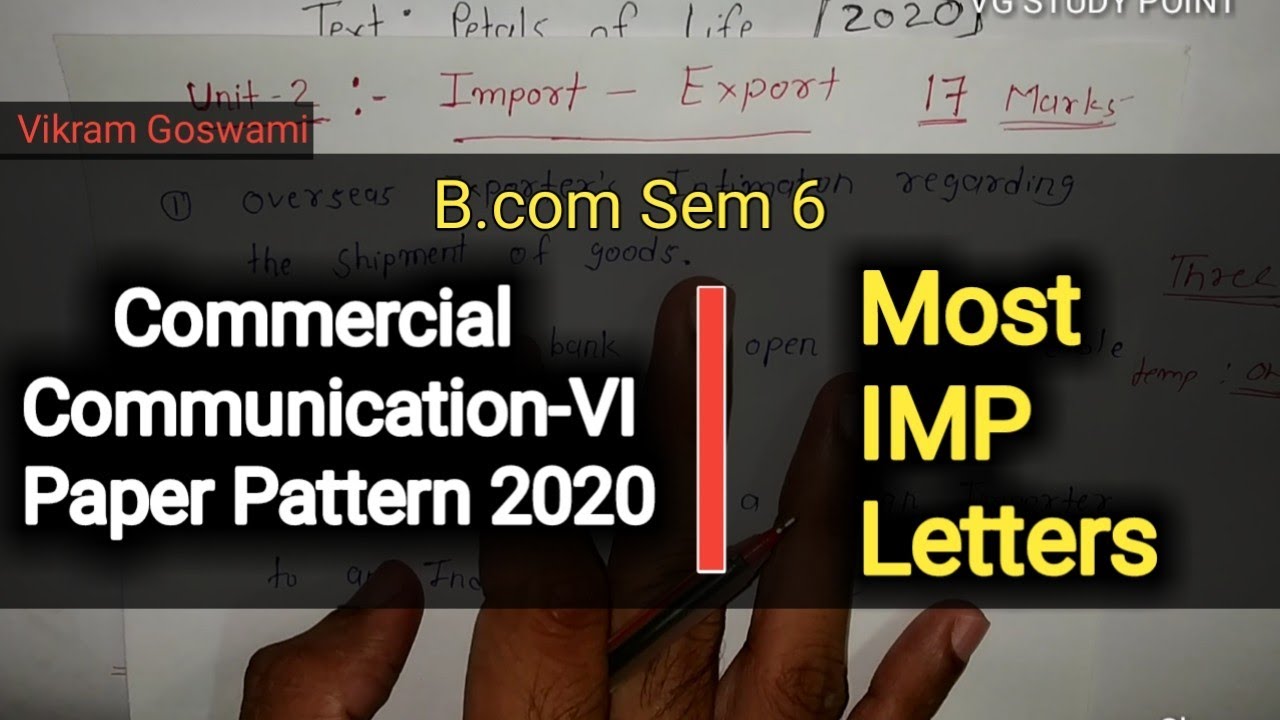 Commercial Communication | Paper Pattern & Most IMP Letters 2020 | B ...