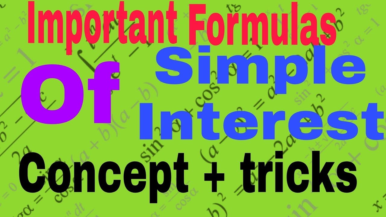 Important formulas of simple interest in hindi | important formulas in ...
