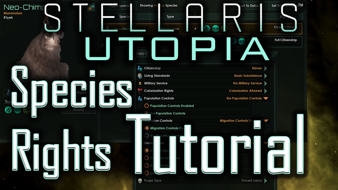 Stellaris Utopia: Species Rights Tutorial - Stellaris Tutorial - YouTube