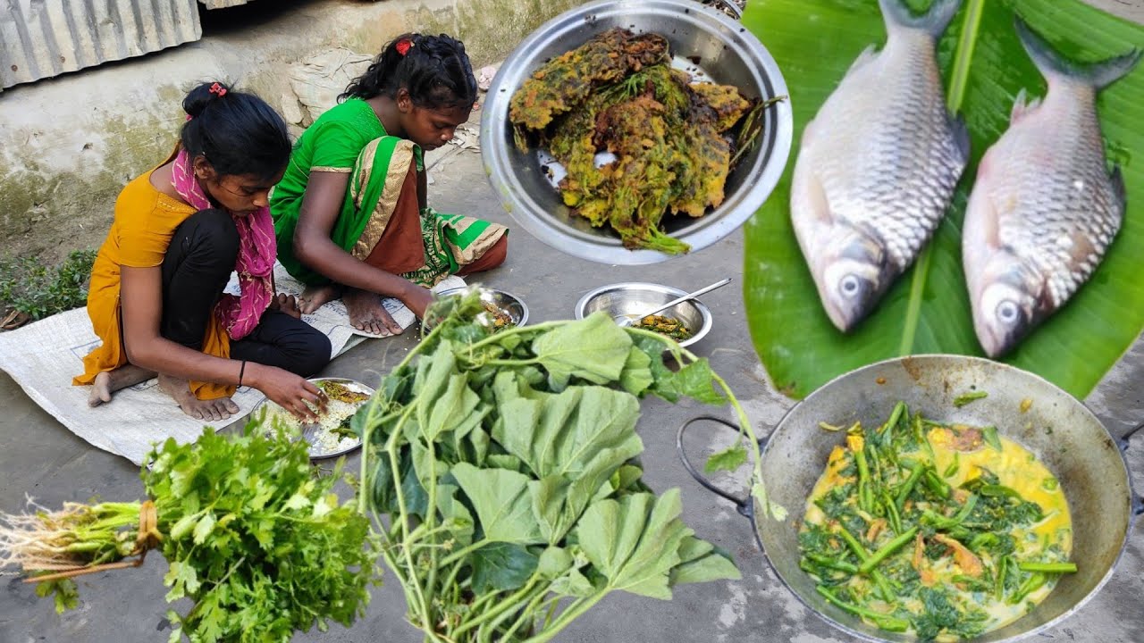 How to cook JAPANI PUTI FISH recipe with LAUSHAK by santali tribe girls ...