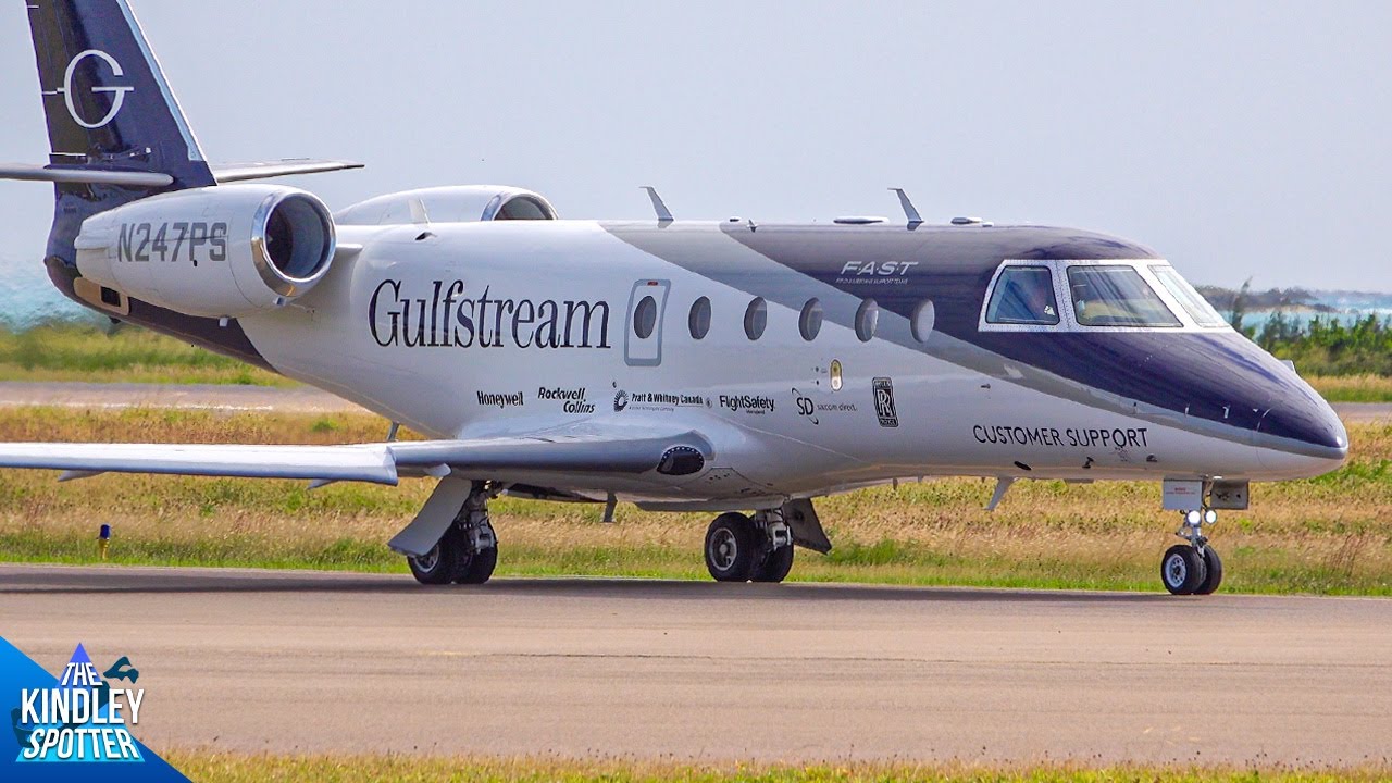 (4K) Amazing Light & Mid-Sized Private Jet Action in Bermuda | ft. Gulfstream Customer Support ...