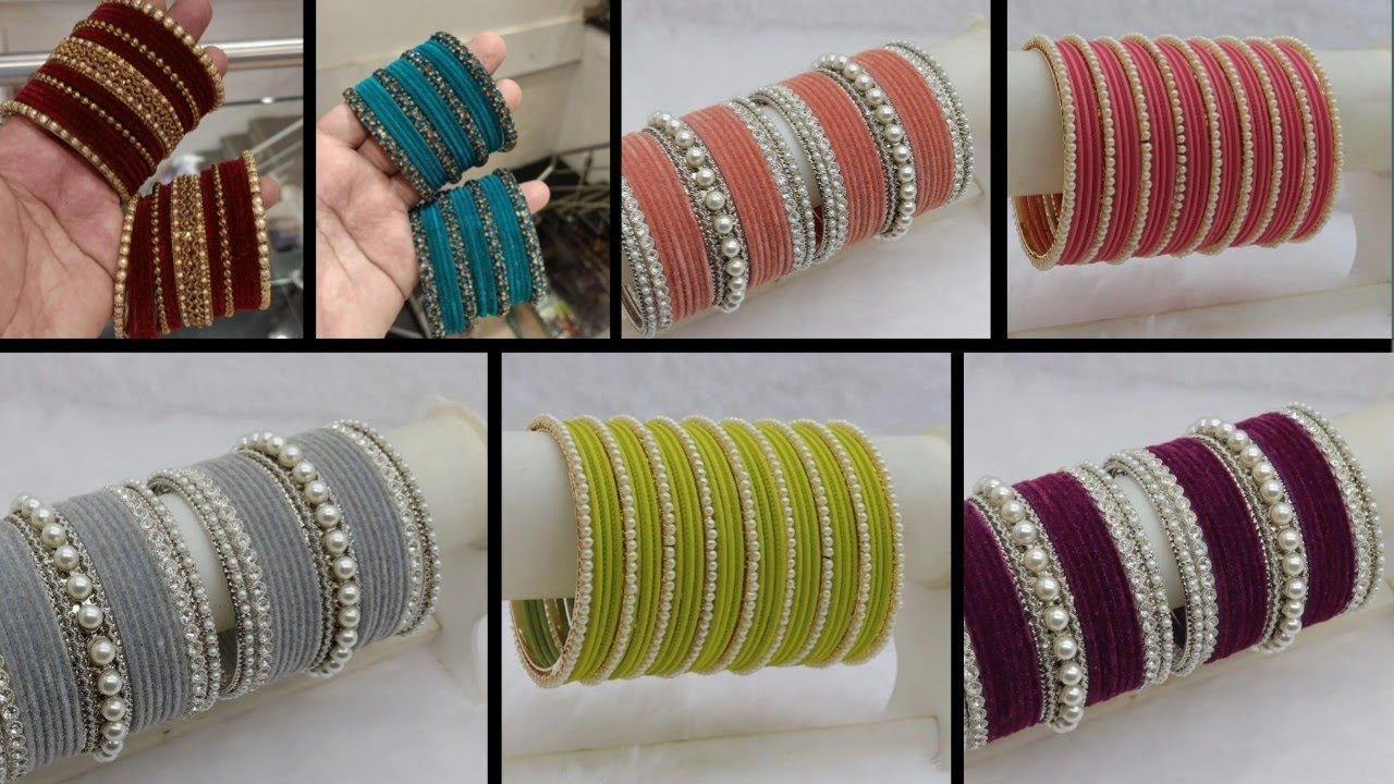 Velvet bangle set ideas for kurta suits/new pattern bangle set design ...