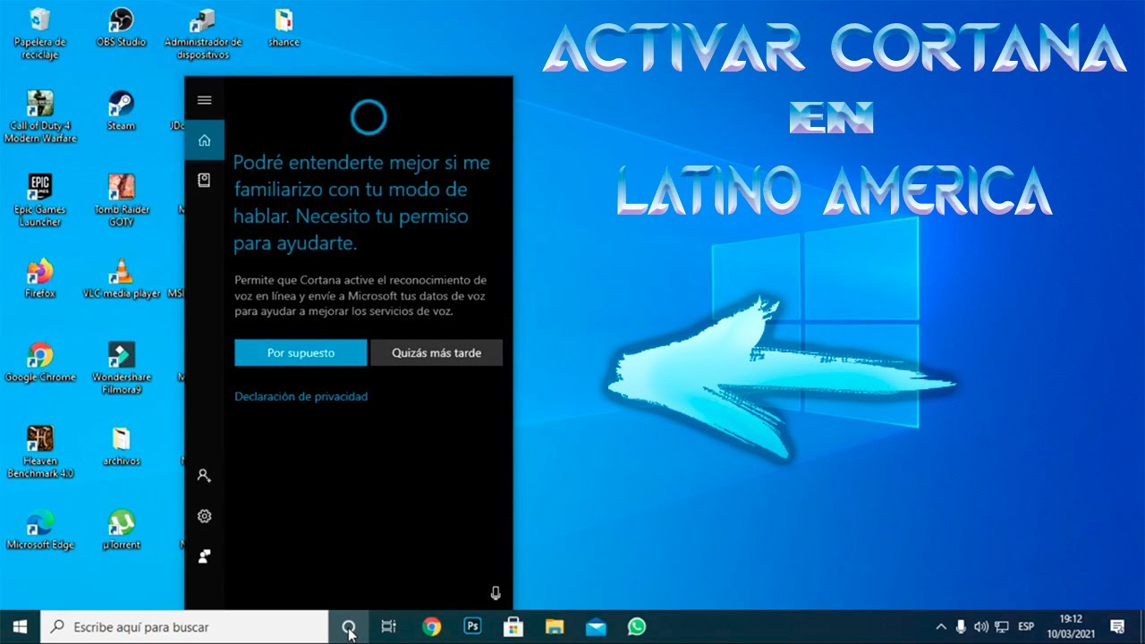 como activar cortana en windows 10 latinoamerica 2025 - YouTube
