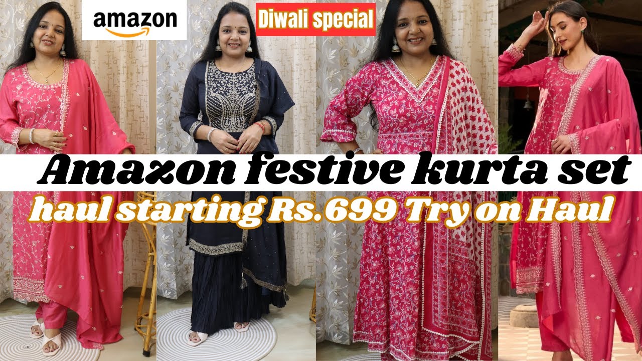 Amazon festive kurta set haul| Amazon haul|kurta set underbudget ...