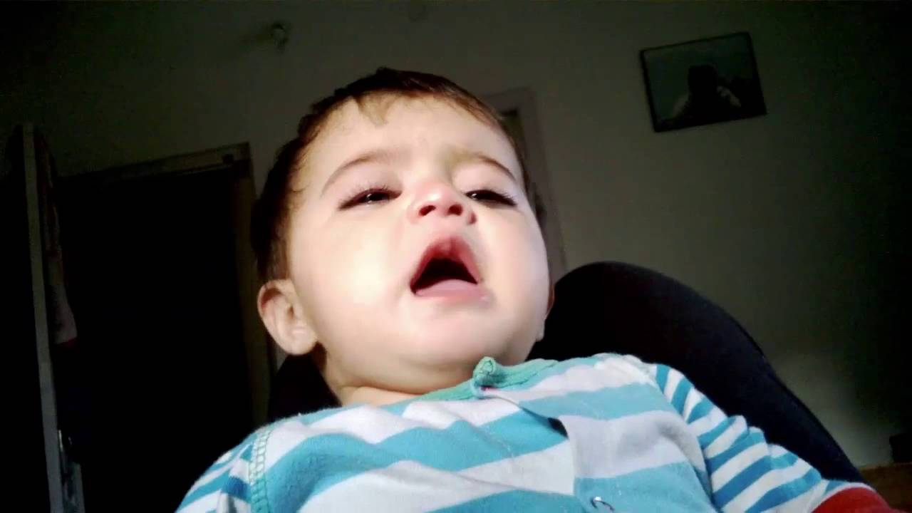 Baby's reaction on mock crying - YouTube