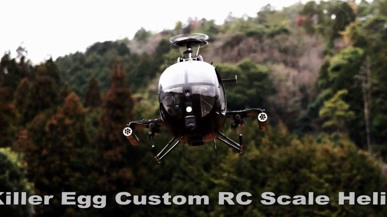 AH/MH-6J Killer Egg custom RC scale heli T-rex 450 size no 3-axis gyro ...