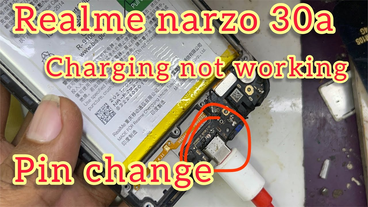 Realme narzo 30a charging problem || charging pin change 100 %solution ...
