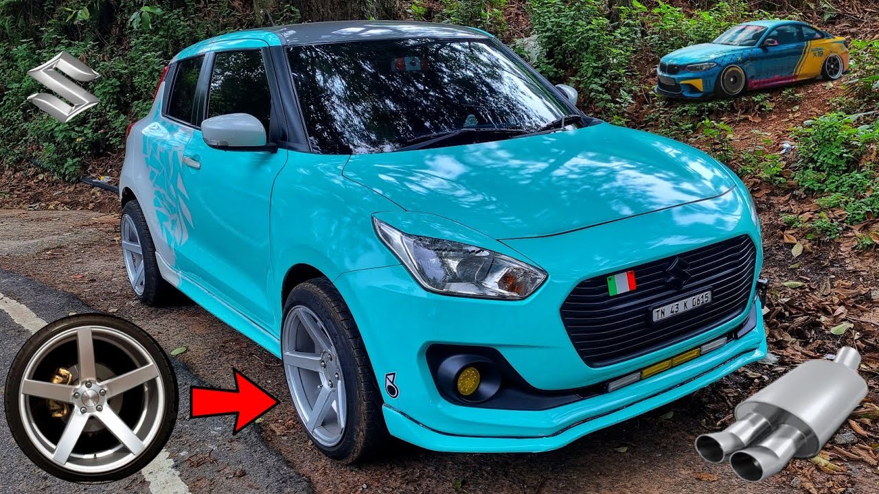 CUSTOM WRAPPED MODIFIED MARUTI SWIFT | 17 Inch Alloys 🚙 & Tyres Worth ...