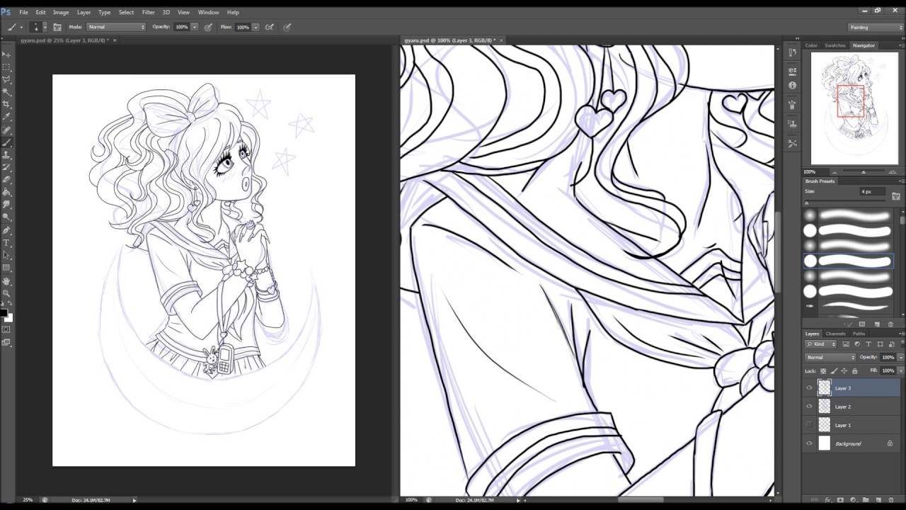 Draw with me ~ Gyaru Line Art - YouTube
