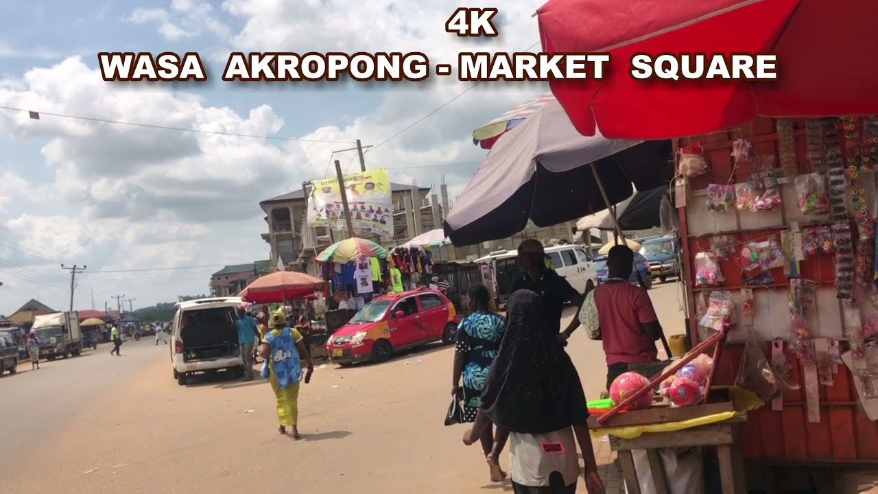 [4K] WASSA AKROPONG Market Centre in Ghana. - YouTube