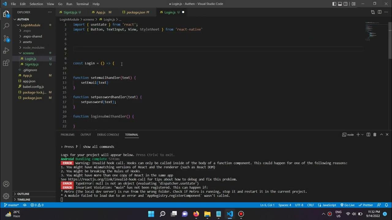 React Native Tutorial How To Fix Typeerror Null Is Not An Object Evaluating Dispatcher