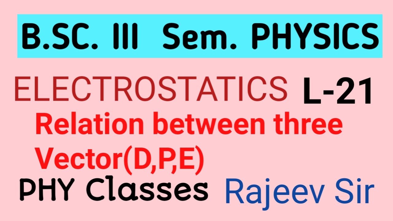 #L-21# B.SC.III Sem.PHYSICS#Relation between three Vector (D,P, E)# ...