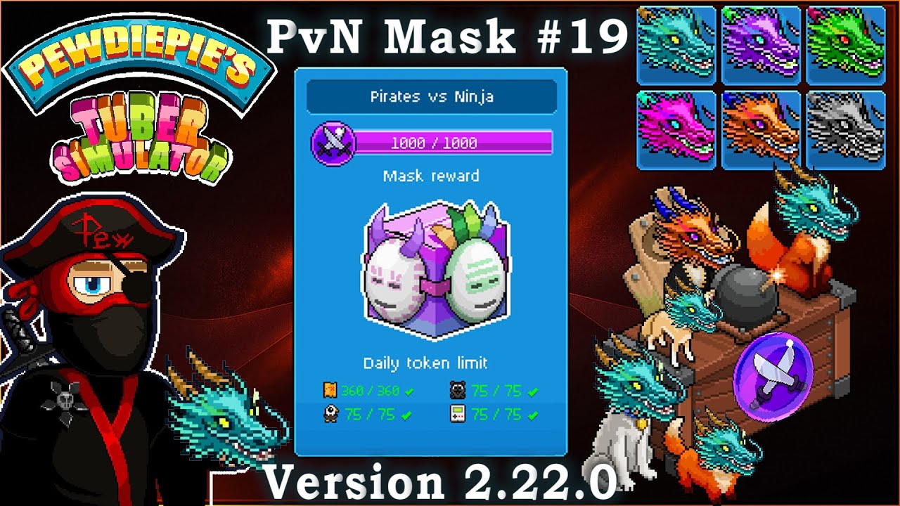 Pewdiepie's Tuber Simulator - PvN Mask Reward #19 - [Dragon Mask] - YouTube