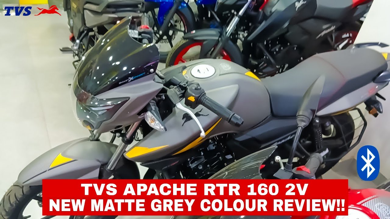 TVS APACHE RTR 160 2V NEW MATTE GREY COLOUR REVIEW | 2023 | TVS APACHE ...