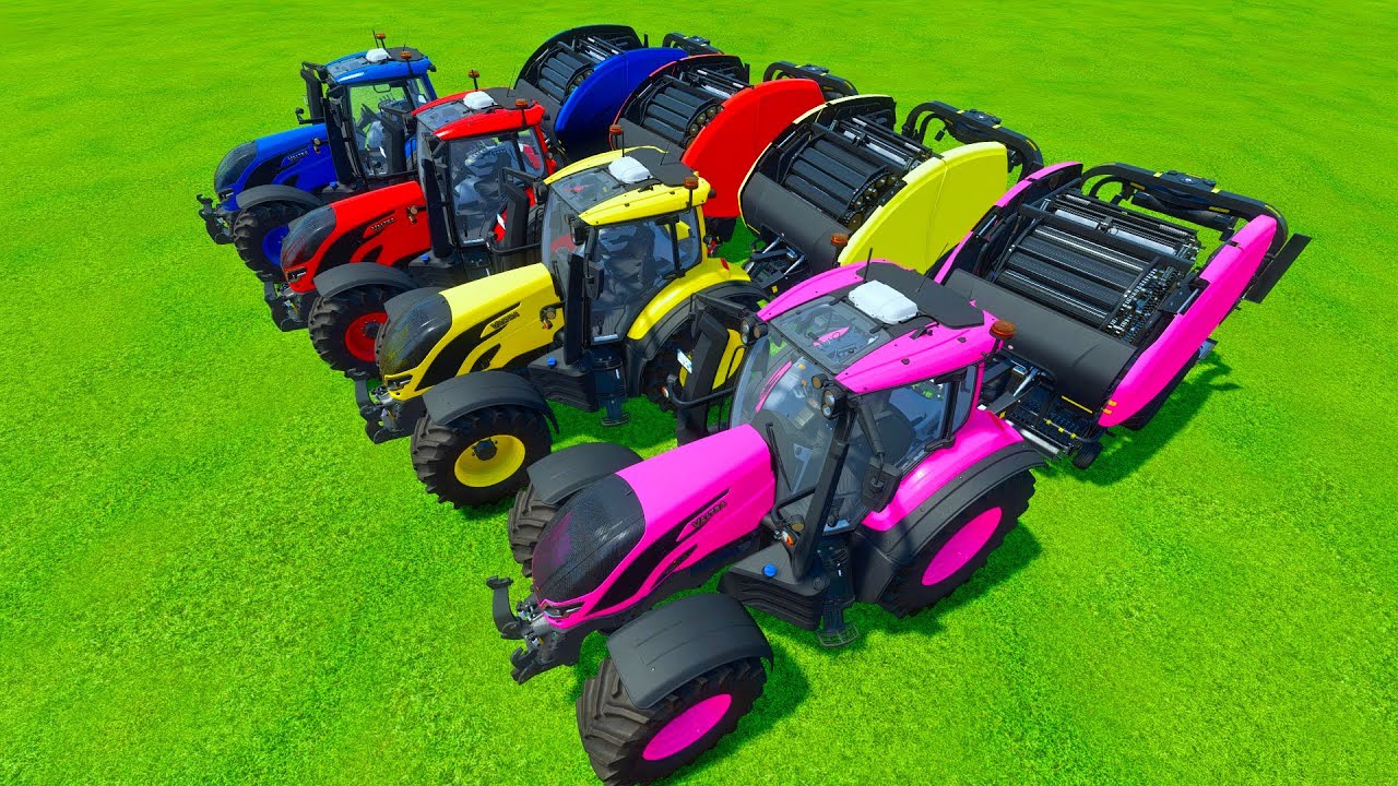 Loading & Transport Colorful Tractors | Grass Mowing Farm Work ...