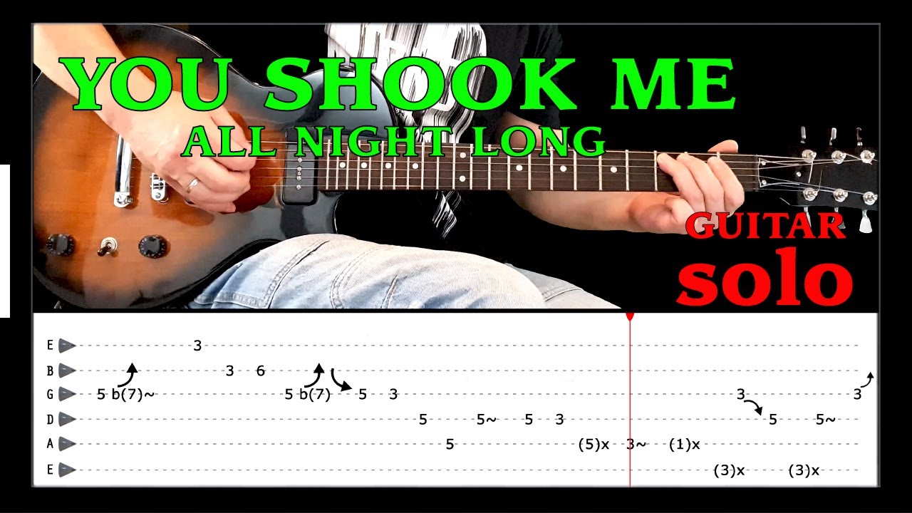 YOU SHOOK ME ALL NIGHT LONG - Guitar solo lesson with tabs(fast & slow ...