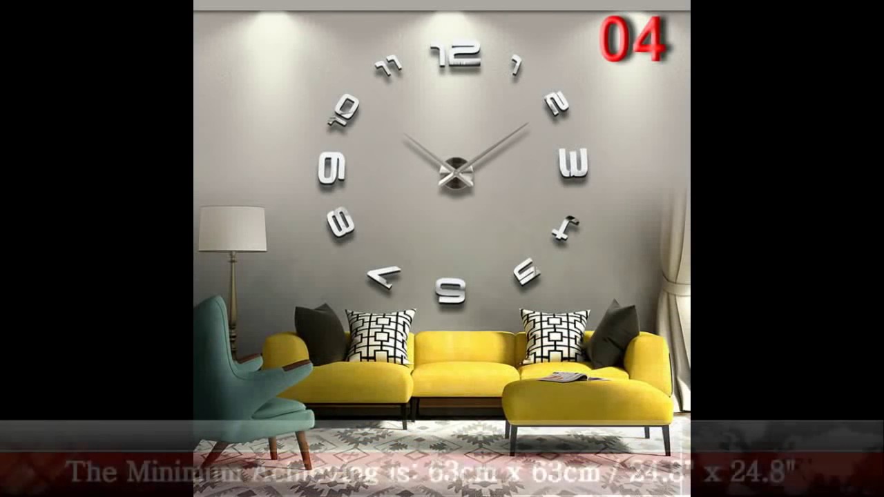 Fashion Large DIY Wall Clock Home Decor 3D Mirror Sticker Big Timer Art ...