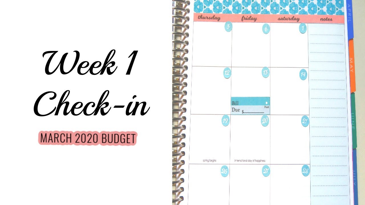 Week 1 Check-in | March 2020 Budget | 52 Week Savings Challenge - YouTube