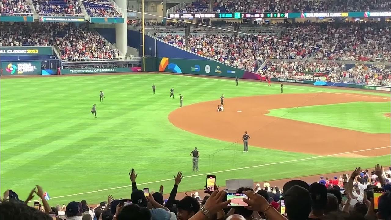 【WBC'23】準決勝 グラウンド乱入者に大歓声 - YouTube