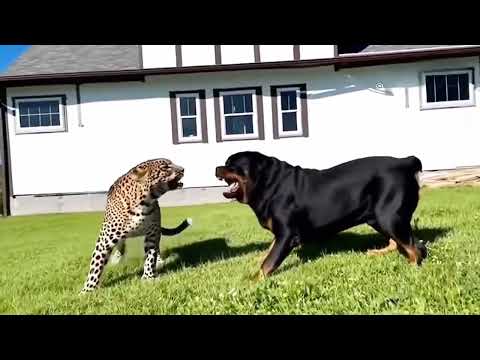 Unbelievable Battle 😱 Rottweiler vs. Ruthless Leopard 🐆🔥 Caught on Camera!