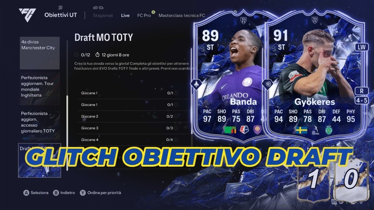 GLITCH PER L'OBIETTIVO DRAFT TOTY (PARTITE VELOCISSIME) - YouTube