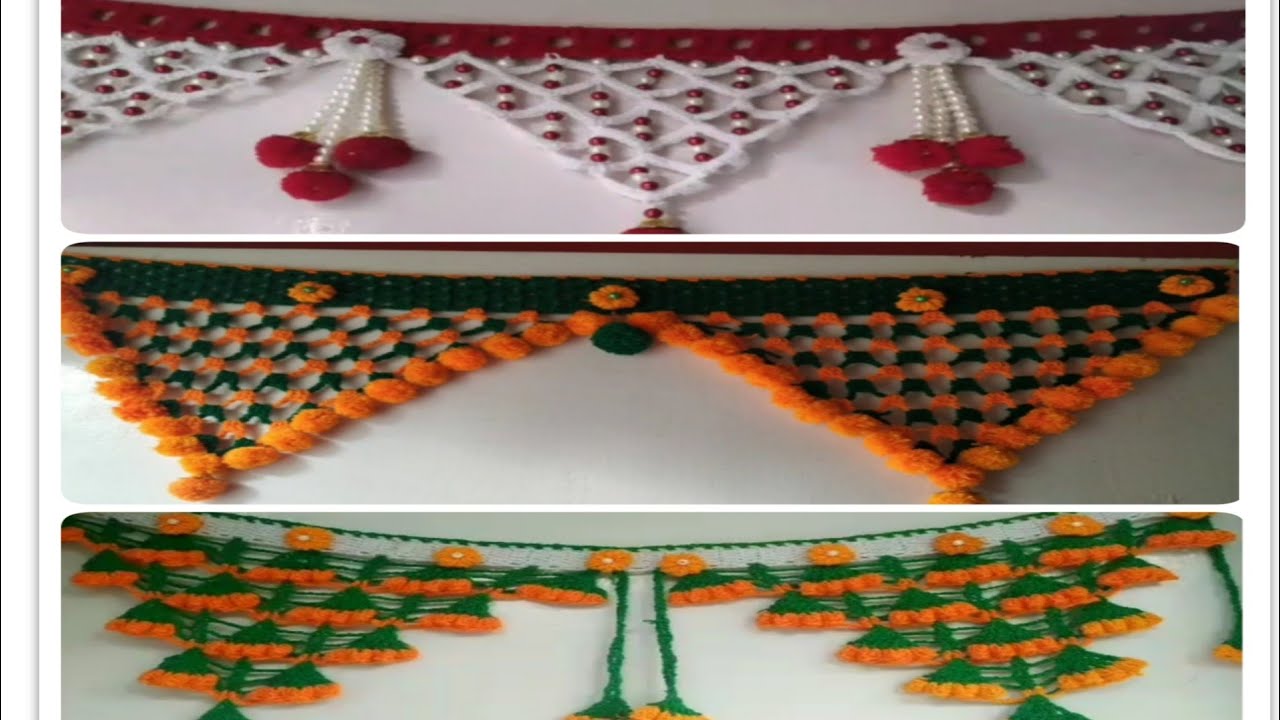 Crochet toran/three beautiful design for toran/तीन आसान तोरण डिजाइन ...