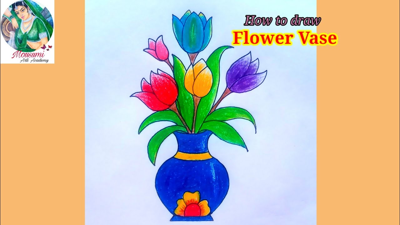 How to draw a Flower Vase //Step by step //Flower Vase drawing easy ...