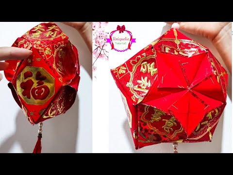 How to make Chinese New Year lantern #027 | lampion bentuk bintang ...
