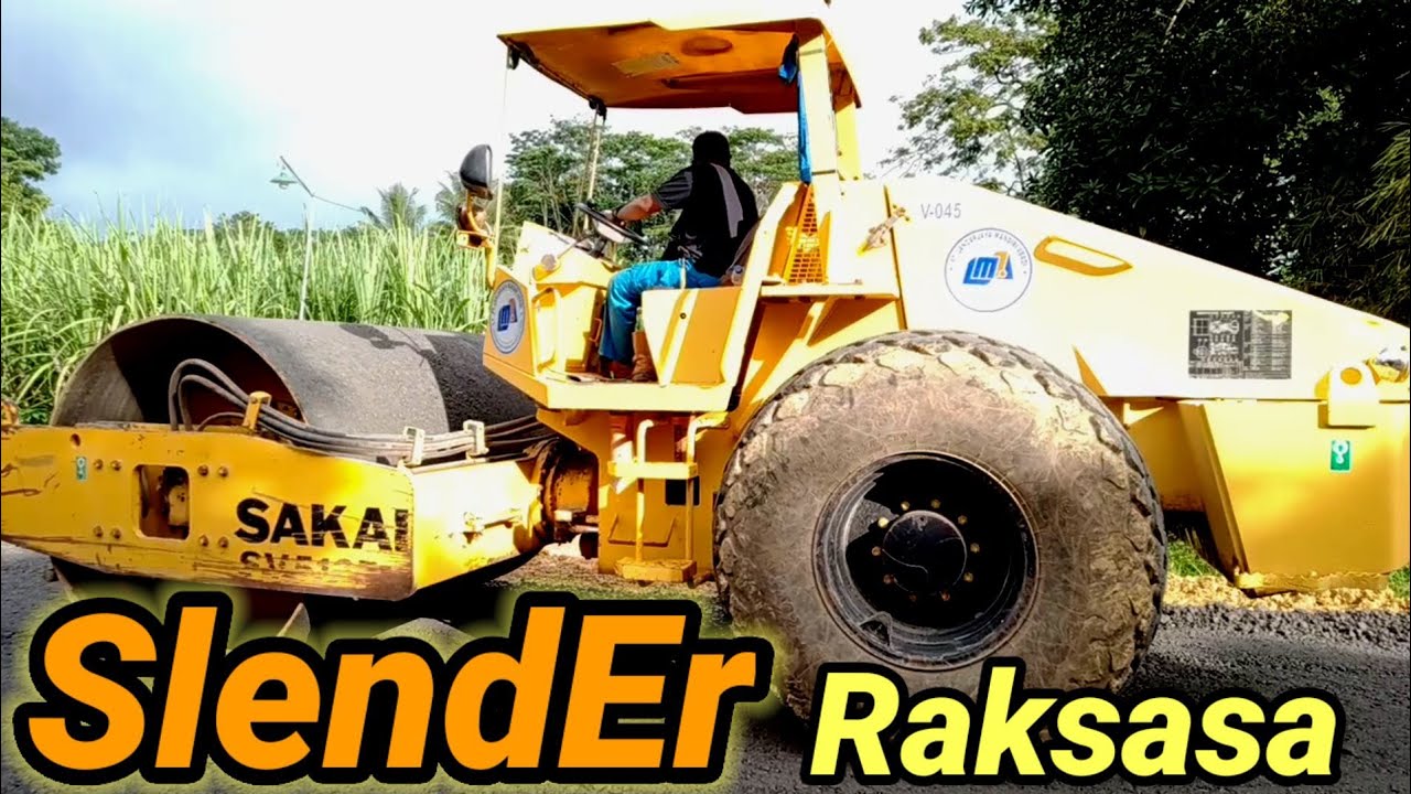 slender raksasa alat berat pemadat jalan. - YouTube