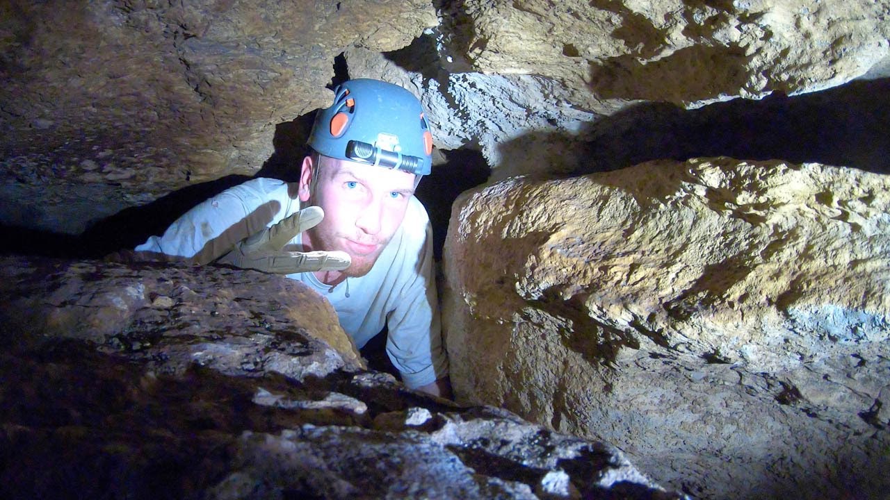 Student Squeezed Through Tiny Cave - YouTube