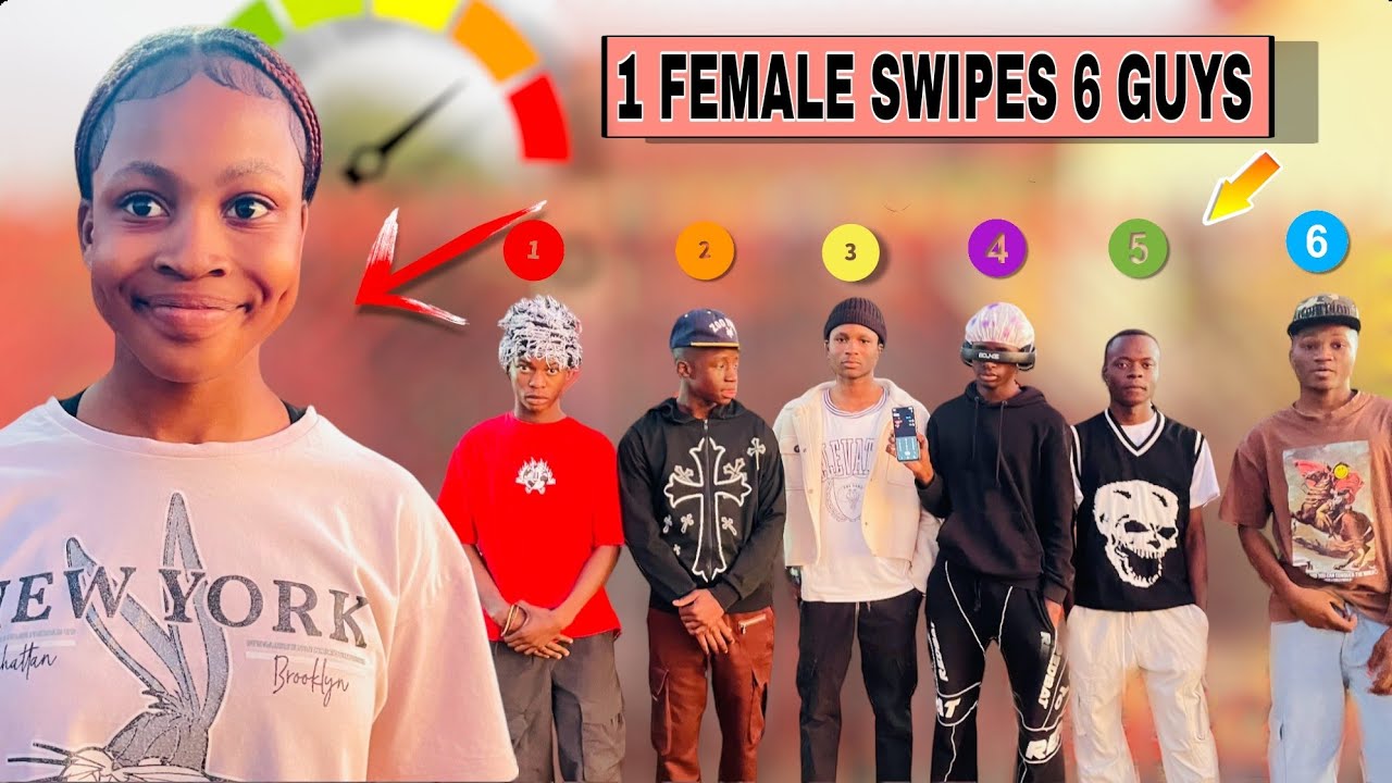 1 FEMALE SWIPES 6 GUYS TO FIND A MATCH - YouTube