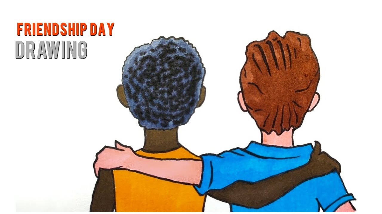 How to Draw Best Friends | Easy Step by Step | Friendship Day Drawing ...