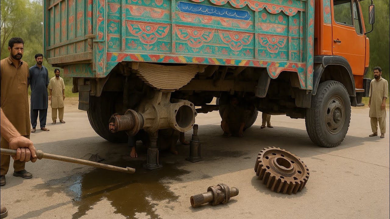 Truck Axle Broken on Highway Due to Overloading | Real Roadside Repair ...