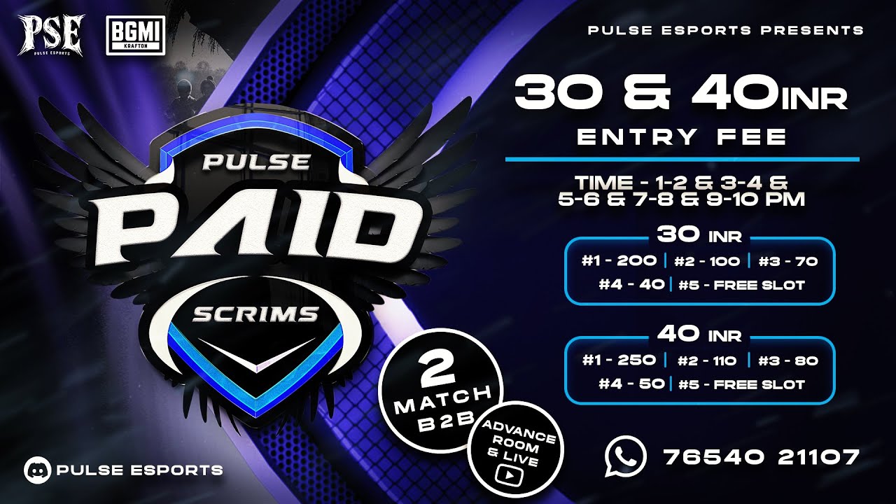 PULSE ESPORTS PRESENTS | PAID SCRIMS 1-2 & 3-4 & 5-6 & 7-8 & 9-10 ...