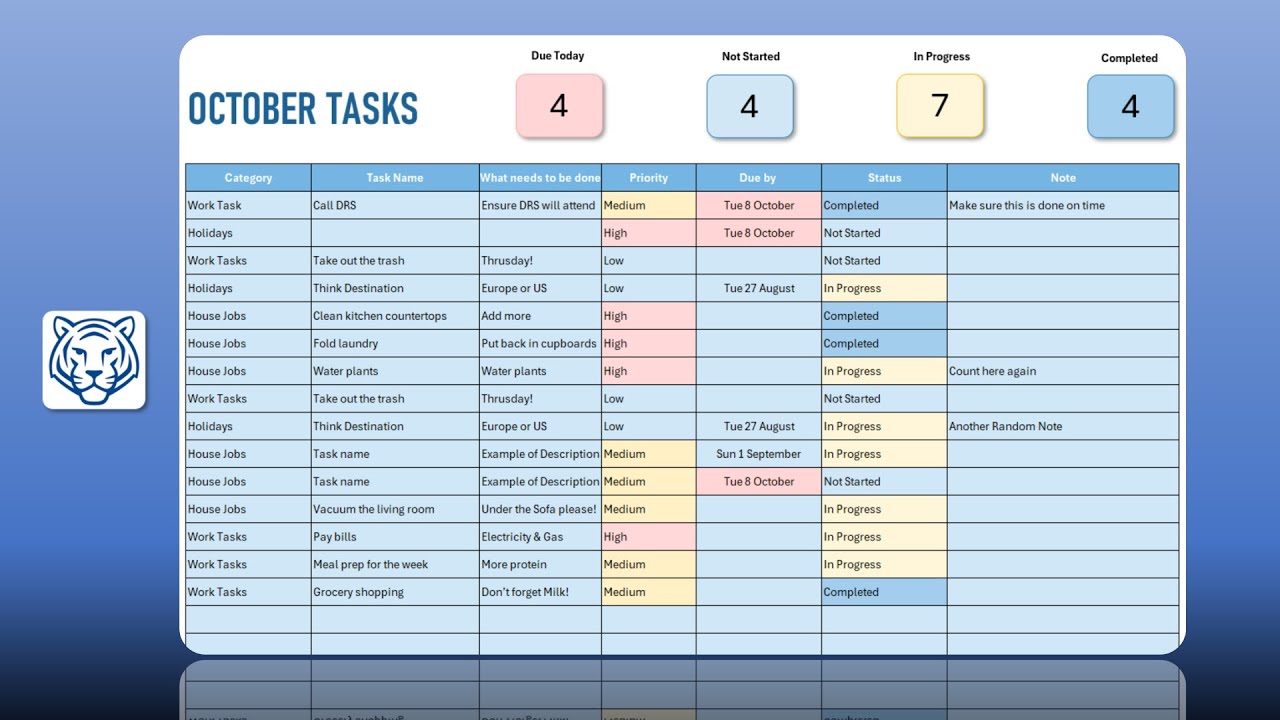 STEP by STEP Easy Excel Task List & To-Do List | Beginner friendly ...