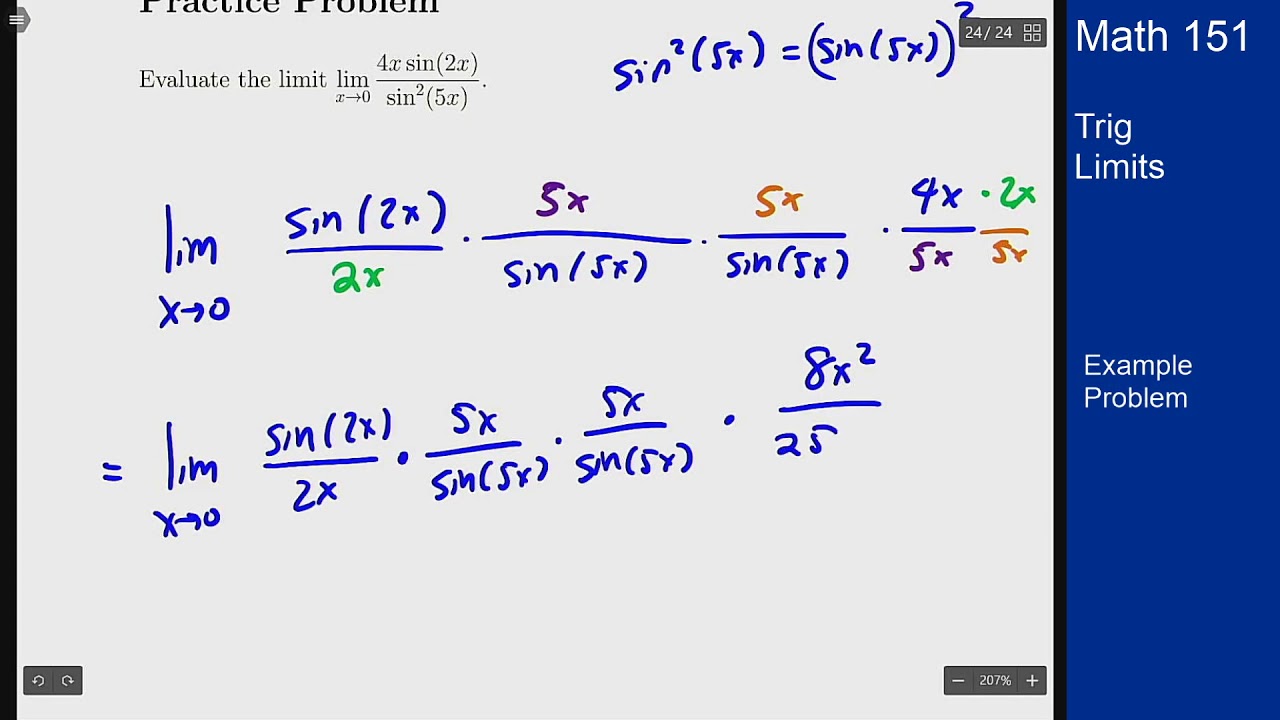 Calculus 1 - Example Problem - Trigonometric Limits - YouTube