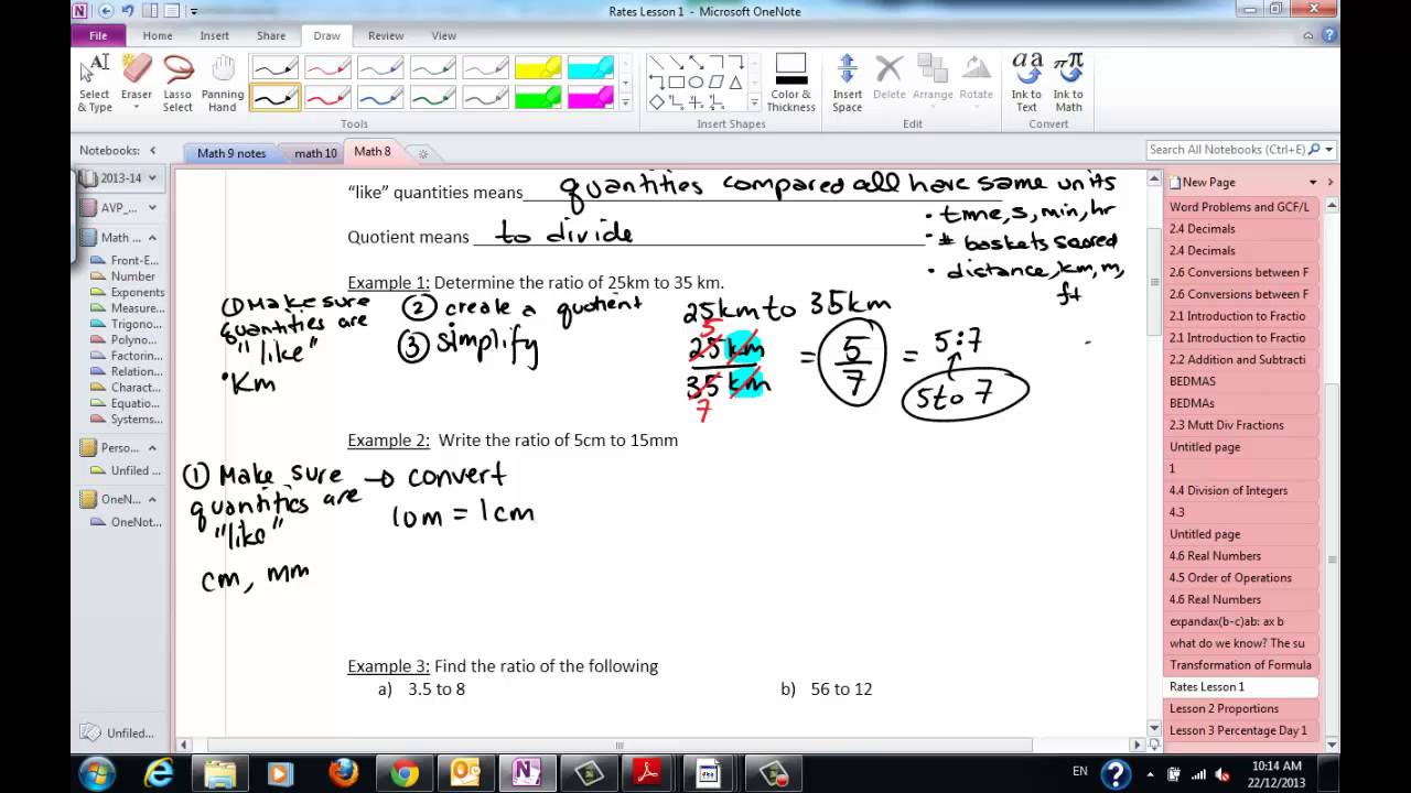 Lesson 1 Rates Ratio's and Percentage - YouTube