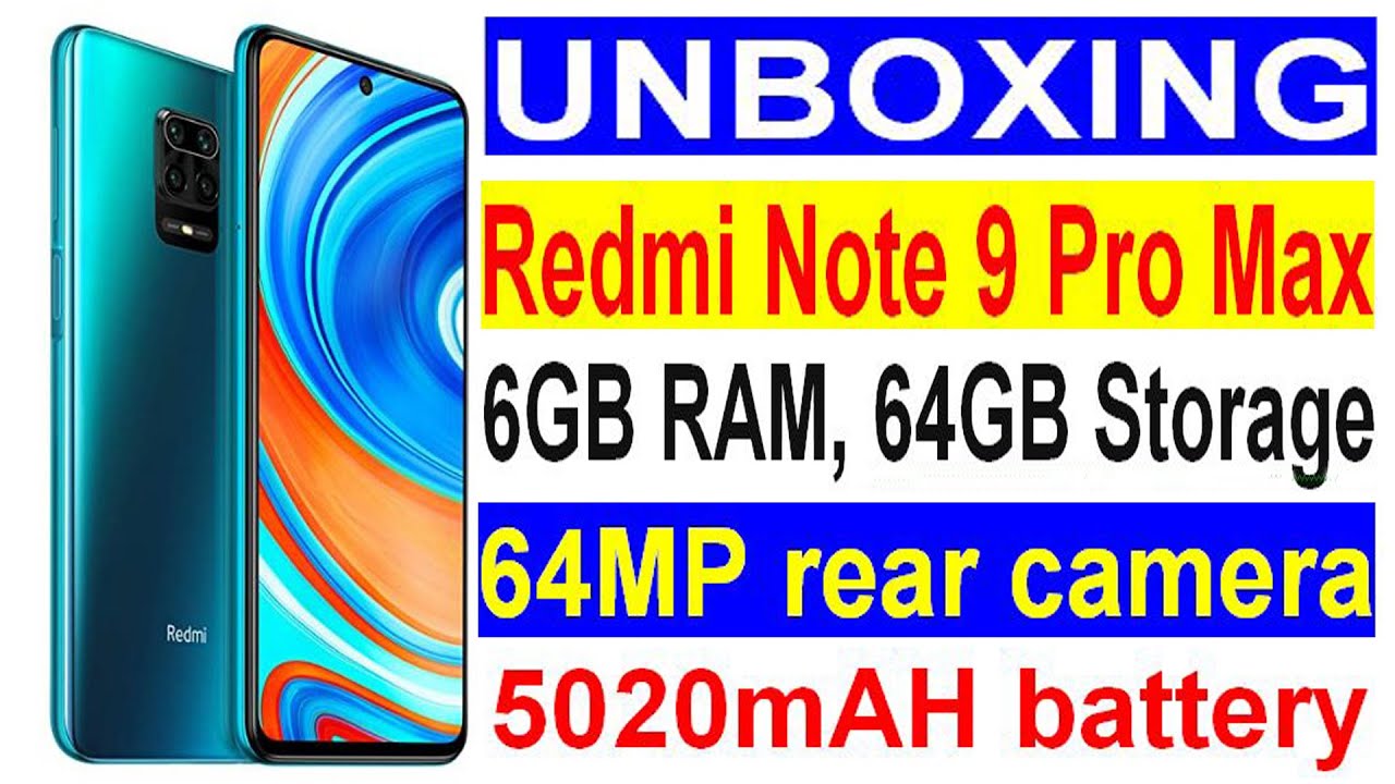 Redmi Note 9 Pro Max (Aurora Blue, 6GB RAM, 64GB Storage) Unboxing and ...