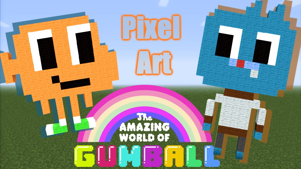 Minecraft tutorial como construir a Gumball y Darwin Pixel art - YouTube