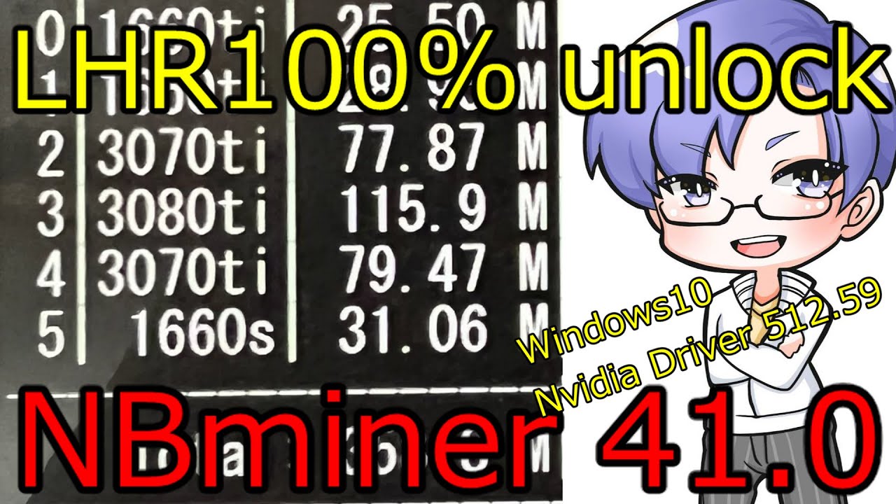 【Ethereum mining】LHR 100% unlock NBminer v41.0 for Windows ｜ 暗号資産マイニング vol.22【仮想通貨マイニング】 - YouTube