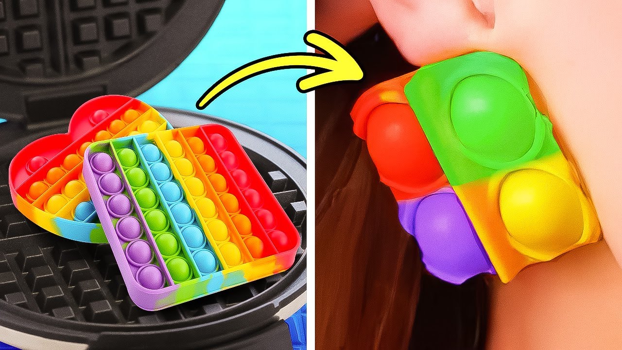 RAINBOW POP IT EARRING || Colorful POP IT DIYs And Miniature Ideas To ...