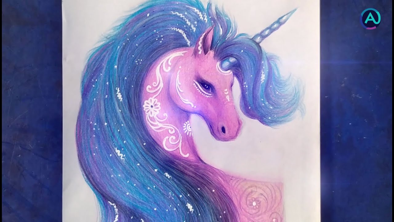 Abstract UNICORN drawing with colour pencil. - YouTube
