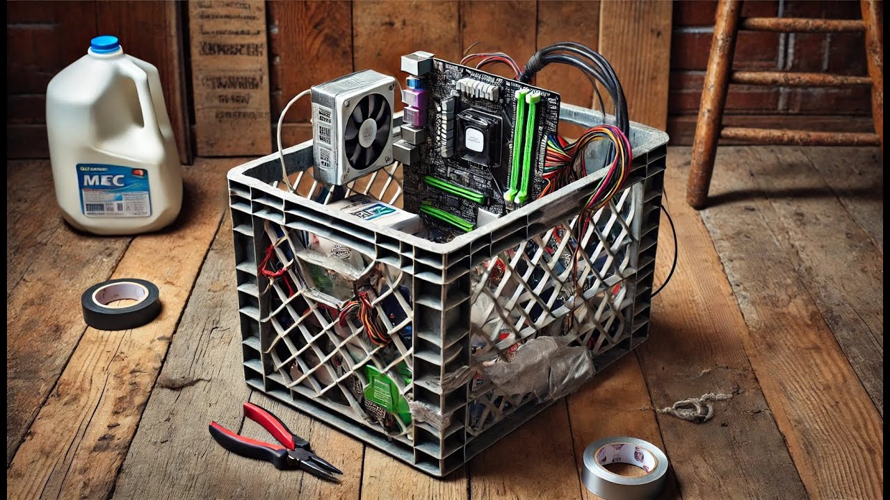 CHEAPEST PC Computer In A Milk Crate for under $5 Redneck Computer ...